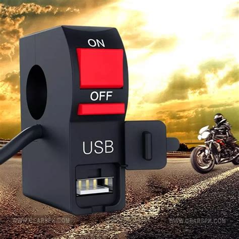 Motorcycle Handlebar Start Switch On Off Button With USB