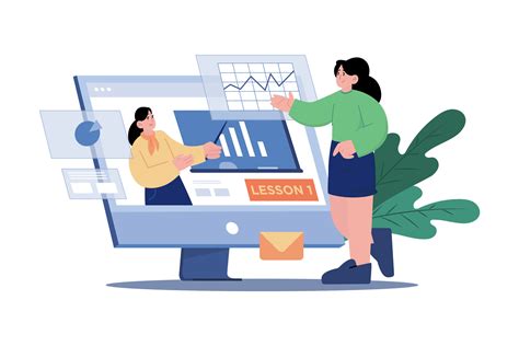 Women Doing An Online Certificate Course Illustration Concept A Flat