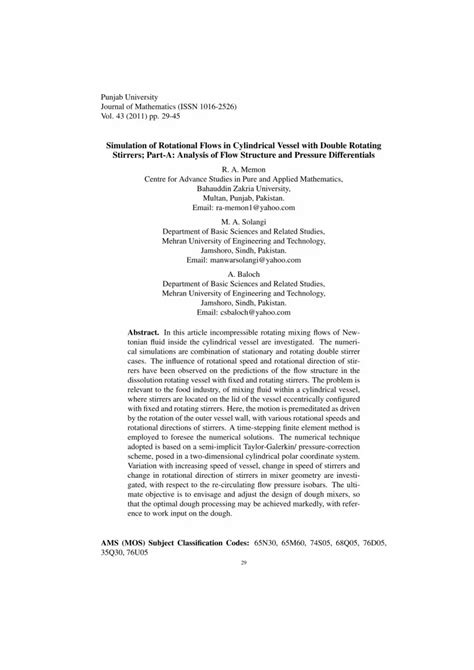 Pdf Simulation Of Rotational Flows In Cylindrical Vessel With Double