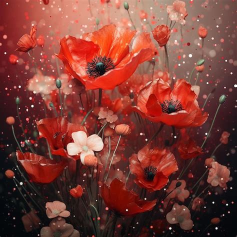Un Ramo De Flores Con Las Palabras Amapolas En La Parte Inferior Foto