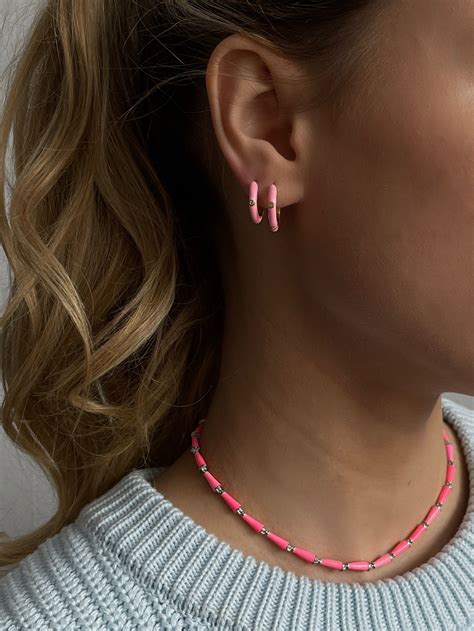 Серьги Конго, серебро 925, позолота 18k, розовая эмаль - купить ...