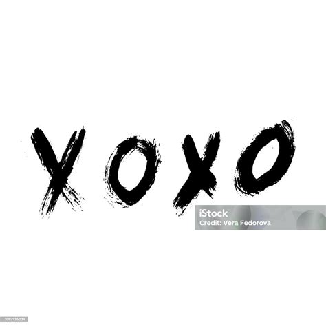 여 자가 손을 흰색 배경에 고립 된 문구를 작성 포옹 하 고 키스 기호 그런 지 브러시 Xo 글자입니다 발렌타인의 날 인사말 카드 배너 포스터 전단지 엽서에 대 한 서식