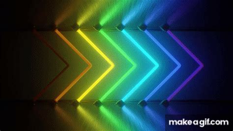 Retro Rainbow Neon Arrows Sign Flashing Colorful Glow Light Spectrum 4k
