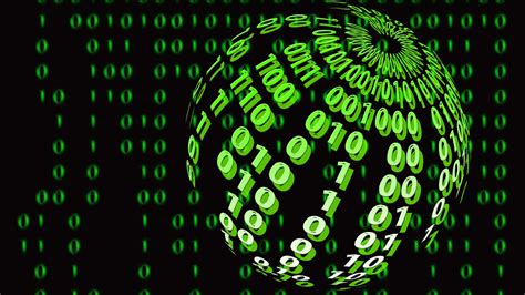 Download Digital Data Sphere Green Binary Code Wallpaper