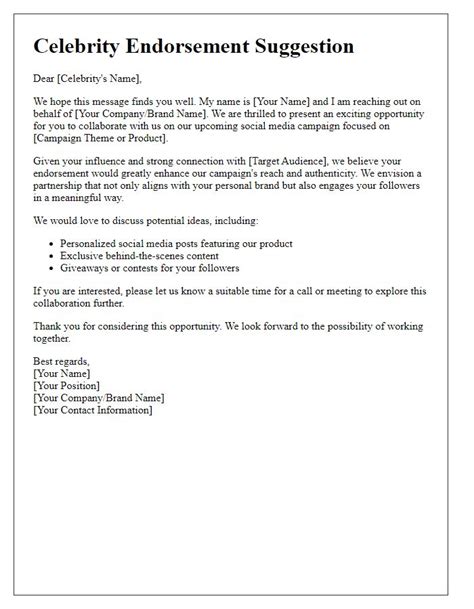 Letter Template For Celebrity Endorsement Request Free Samples In Pdf