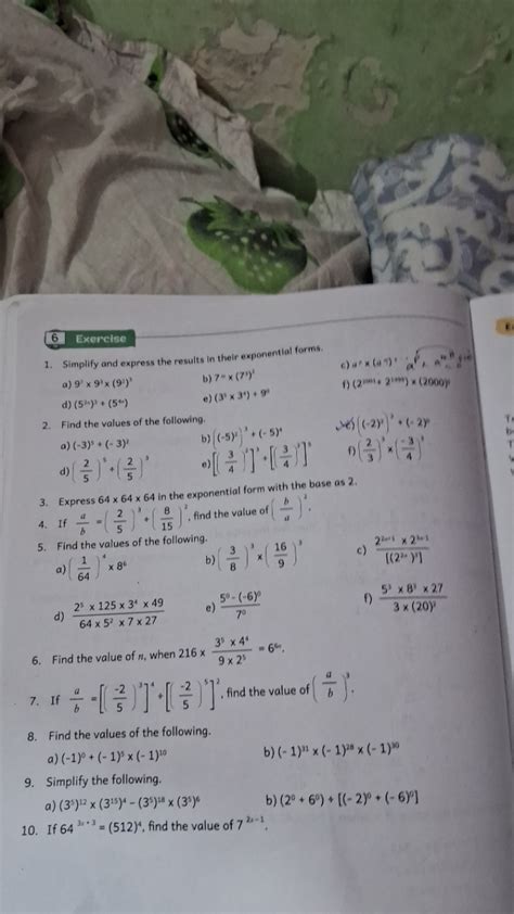 6 Exercise1 Simplify And Express The Results In Their Exponential Forms