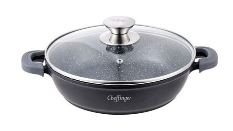 Cheffinger Schmorpfanne Servierpfanne Schmorpfanne Kochtopf Deckel