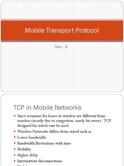 Tcp In Mobilenetworks Improvement In Tcp Performance Pdf