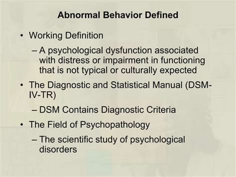 Abnormal Psychology Chapter One Powerpoint Ppt