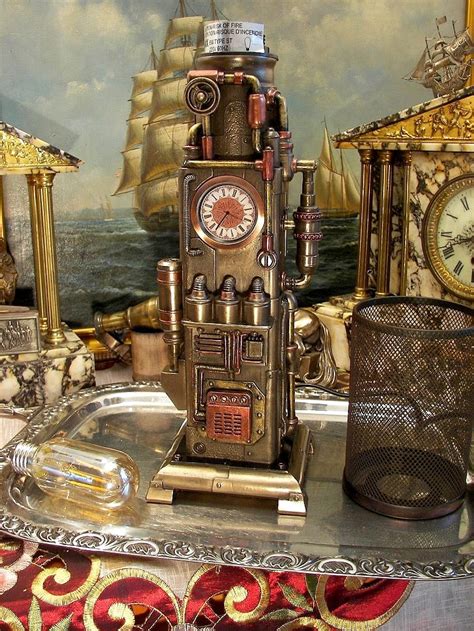 Lampa Z Zegarkiem W Stylu Steampunk Maszyna Czasu Grawer Opcja