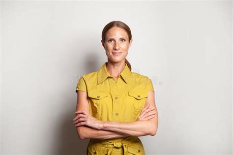 Clever Confident Successful Mid Adult Woman Standing And Looking At Camera Stock Image Image