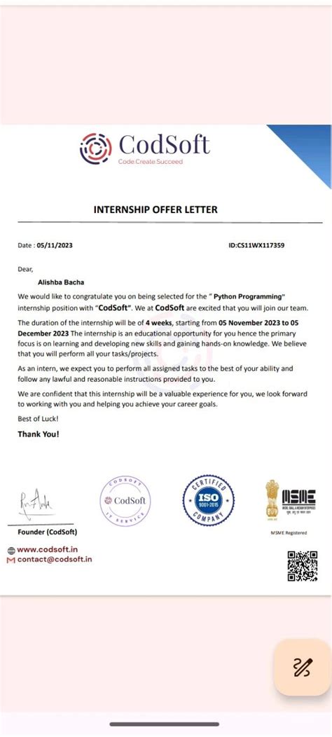 alishba bacha on linkedin codsoft internship pythonprogramming