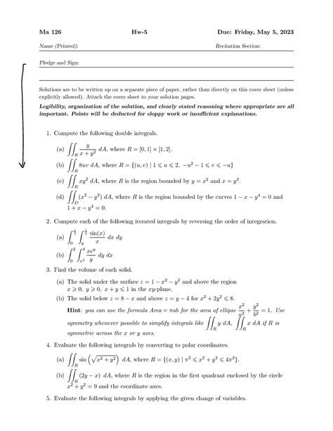 Ma S HW Worked Out Solutions For The Homework Ma Hw