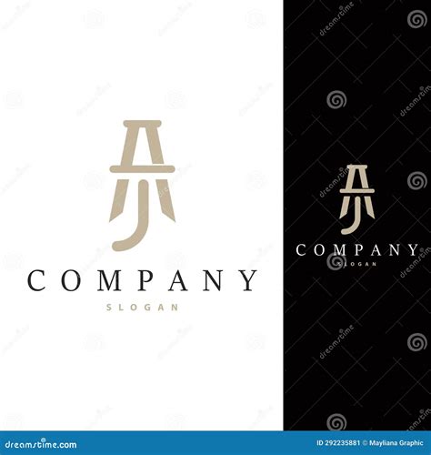 Minimal Initial Aj Letter Logo Modern And Luxury Vector Template Stock