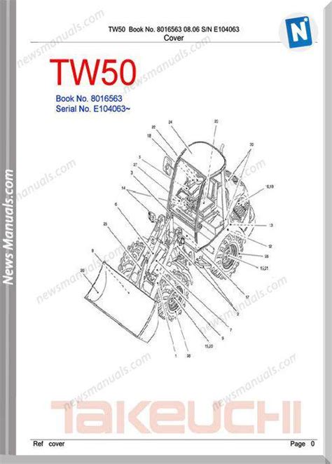Takeuchi Tw50 Models 8016563 Sn E104063 Parts Manual