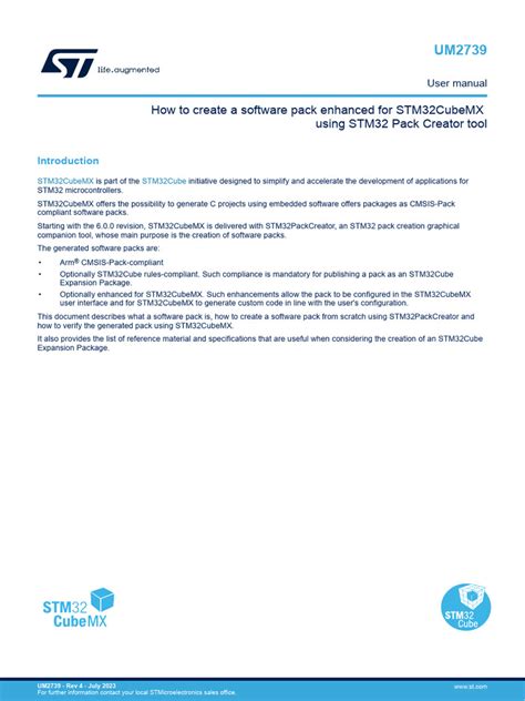 um2739 how to create a software pack enhanced for stm32cubemx using stm32 pack creator tool