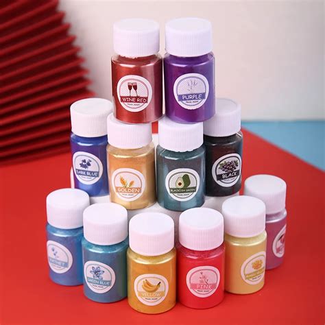 24 색세트 수지 염료 다채로운 운모 분말 에폭시 수지 염료 진주 안료 Diy 크리스탈 점액 안료 10g병비누 염료 Aliexpress