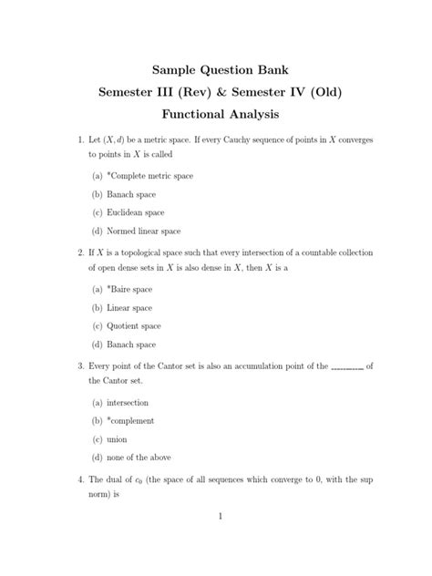 Sample Qb Functional Analysis Pdf Banach Space Space Mathematics