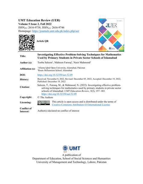 Pdf Investigating Effective Problem Solving Techniques For Mathematics Used By Primary