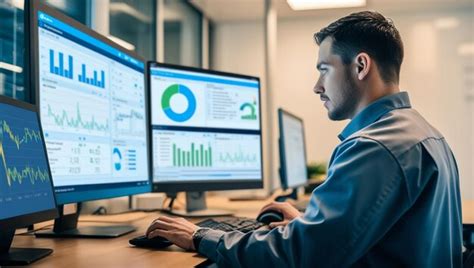 Technician Using Cloud Management Software To Monitor Server