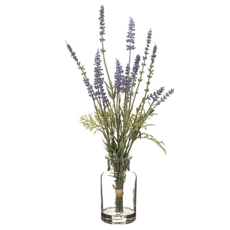 15″ Lavender In Glass Vase Lavender Blue Silk Flower Depot