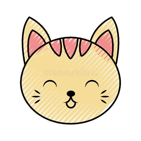 Cute Scribble Cat Face Cartoon Stock Vector Illustration Of Attraction Element 93406411
