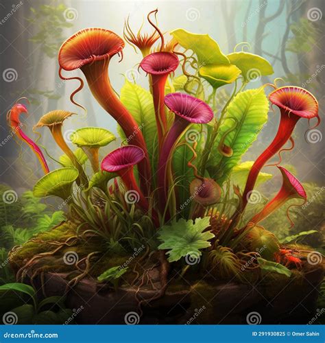 Realistic Art Style Showcasing The World Of Carnivorous Plants Stock