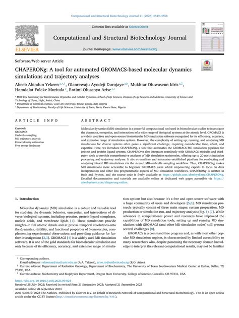 pdf chaperong a tool for automated gromacs based molecular dynamics