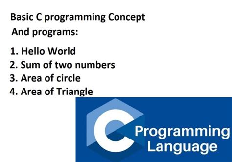 Basic C Programming Concept And Programs Hello World Adding Two