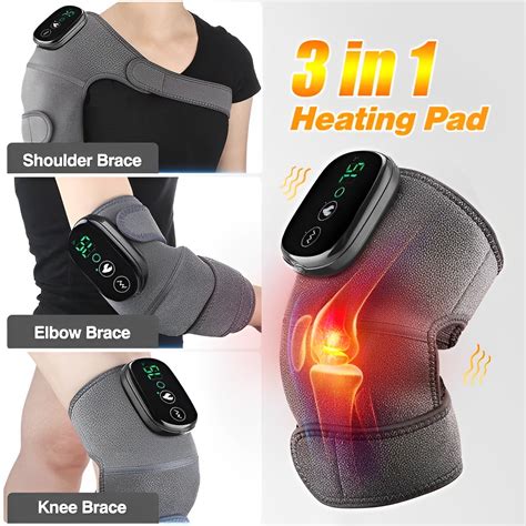 Cordless Heat Vibration Knee Massager With 3 Modes And Intensities For