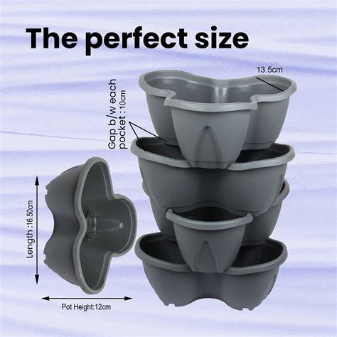 6 X Large Vertical Strawberry Stackable Planter Pots