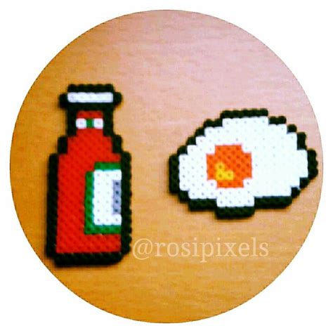 Ketchup Bottle And Egg With Hama Beads By Rosi Pixels Hama Beads