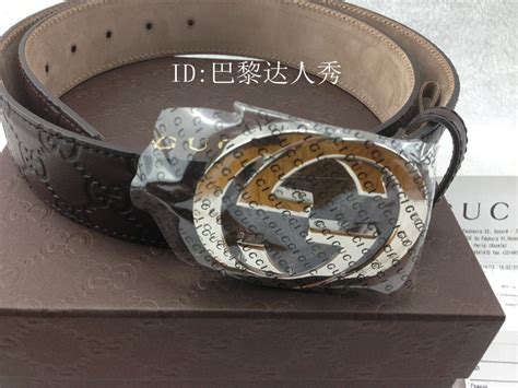 巴黎代购 Gucci 黑色牛皮男士皮带腰带 大双g金属头 114984我们17走
