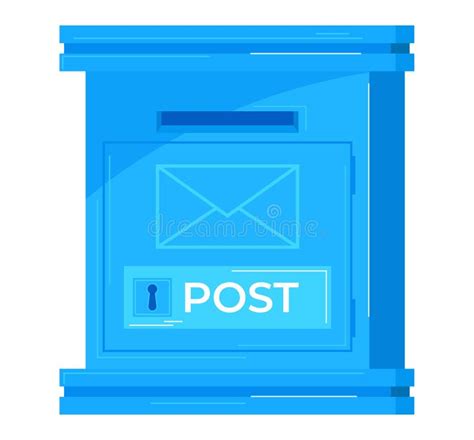 Blue Postal Mailbox Vector Illustration Flat Design Mailbox For Sending Letters Stock Vector