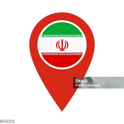 흰색 배경에 고립된 이란 국기를 가진 정확한 벡터 아이콘입니다 웹 사이트 gps 네비게이터 앱에 대한지도 포인터 기호 평면