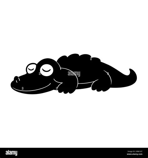 Black Caiman Sleeps Icon Vector Illustration Ai Generated Image