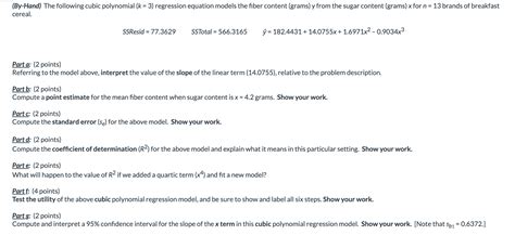Solved By Hand The Following Cubic Polynomial K Chegg