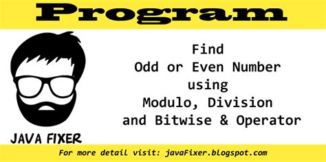 Javafixer Find Odd Or Even Number Using Modulo Division And Bitwise