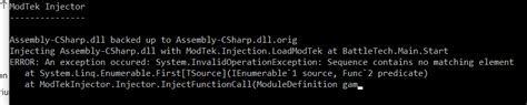 Modtekinjector No Longer Running With New Update · Issue 152 · Battletechmoddersmodtek · Github