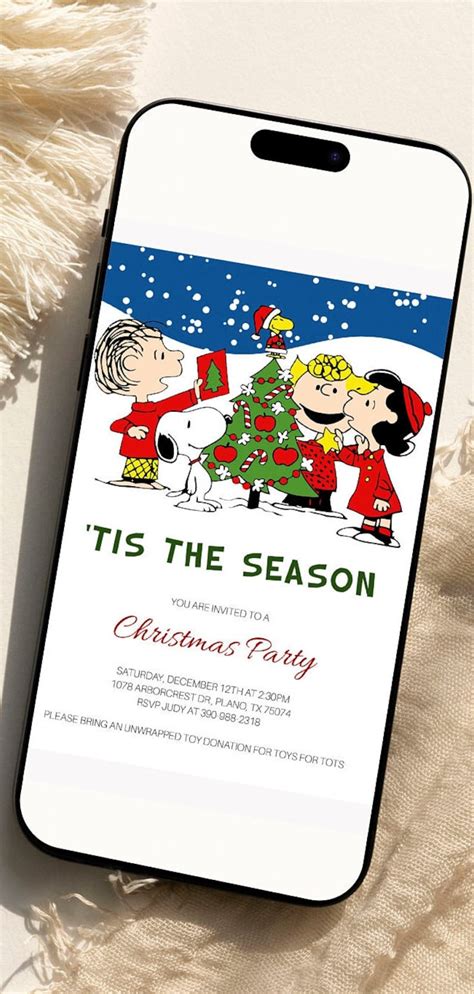 Peanuts Christmas Party Charlie Brown Invitation Etsy