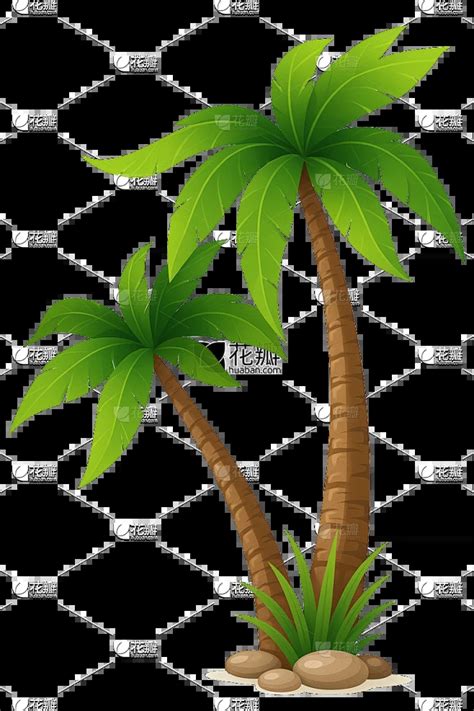 常规内容 植物系列卡通感椰树元素素材 花瓣网