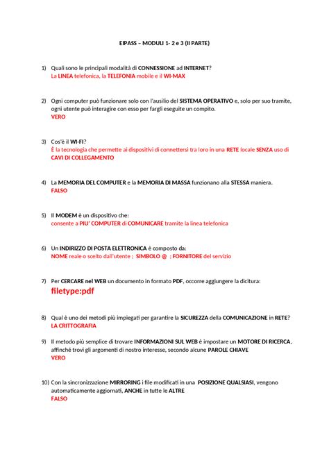 Eipass 7 Moduli Modulo 1 2 E 3 Docsity