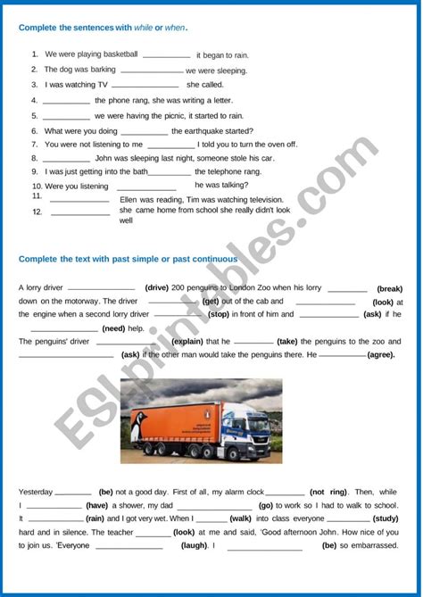 Past Simple Past Continuous Esl Worksheet By Sharon18