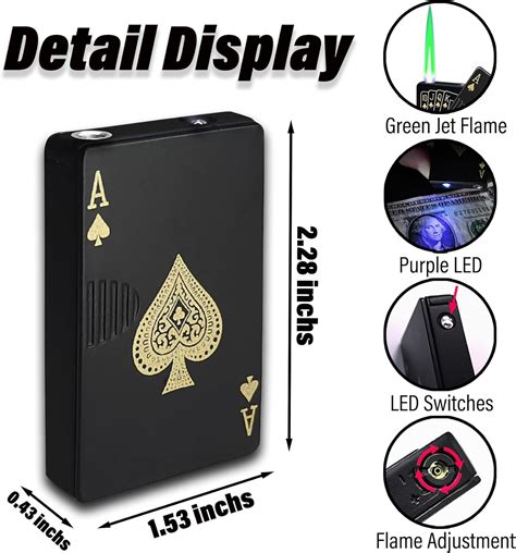 Jet Torch Lighter Refillable Butane Playing Card Lighter Exquisite