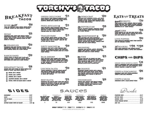 Torchys Tacos Menu Web Pdf Latin American Cuisine Foods