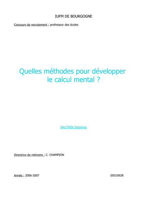 Pdf Quelles Méthodes Pour Développer Le Calcul Mental€¦ · Exemple 1