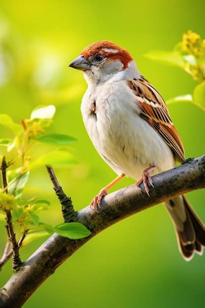Oiseau Passereau Perché Assis Sur La Branche Dun Arbre Photo Premium