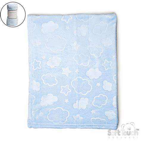 Blue Cloud Embossed Blanket Little Lukes