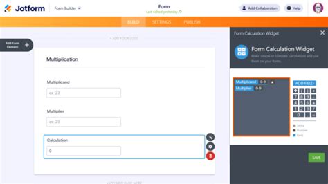 how to perform form calculation using a widget