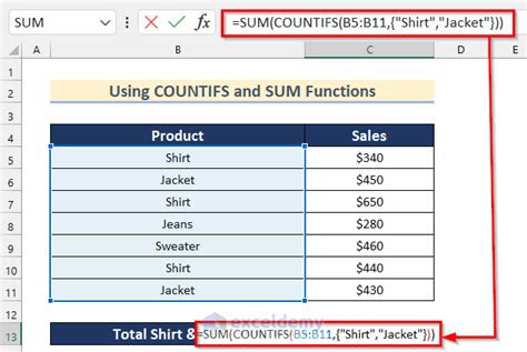 how to use excel countifs function with multiple crit